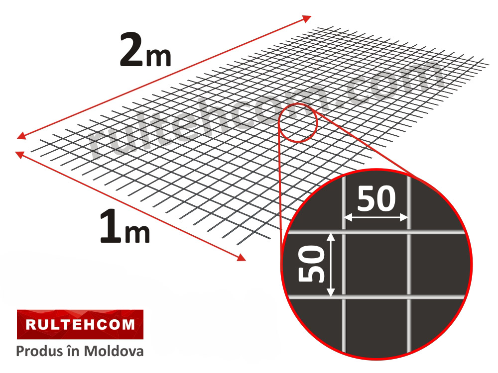 Plasa pentru armare VR 50х50 D-3,5 mm 1х2 m